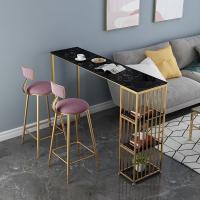 China Iron Metal Type Modern Apartment Dining Table with Storage and Comfortable Velvet Pad Chair High Bar Stools Footrest for sale