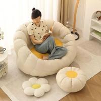 China 1/2 Seater Flexible Sofa Seating Mid-Century Modern Living Room Bean Bag Chair with Removable Cover and Foot Stool for sale
