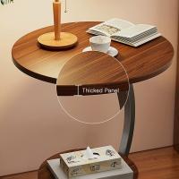 China Round Bedside Table 2-Tier Bedroom Side , Storage , Living Room Coffee with Metal Frame, Accent for sale