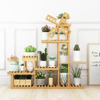 China Modern Luxury Decorative Flower Pots Organizer Shelves, Wood Display Rack for Green Plans in Living Room for sale