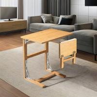 China Modern Farmhouse-Style Small Folding Couch Desk with Portable Adjustable Sofa Side TV Tray C-Shape End Tables Living Room for sale