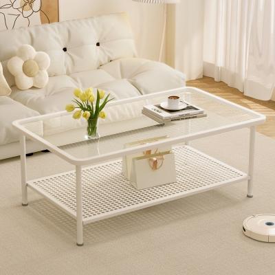 China Sofa Side Table Home Living Room Coffee Light Luxury Glass Center for sale