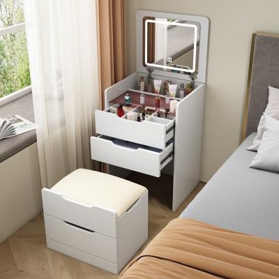 China Small Bedroom Wooden Modern Dressing Table with Simple Drawer and Integrated Bedside Storage Cabinet Folded NO Wood for sale