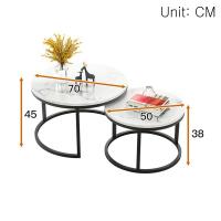 China Living Room Coffee Table, Side Corner 2 Sets, Wooden Board Rack, Center Round Nesting Tea with Metal Frame for sale