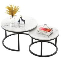 China Living Room Coffee Table, Side Corner 2 Sets, Wooden Board Rack, Center Round Nesting Tea with Metal Frame for sale