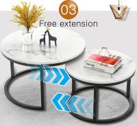 China Living Room Coffee Table, Side Corner 2 Sets, Wooden Board Rack, Center Round Nesting Tea with Metal Frame for sale