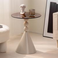 China Living Room Furniture European Style Sofa Side Table Light Luxury Tea Coffee Simple Glass Design Round Corner for Meeting for sale