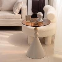 China Living Room Furniture European Style Sofa Side Table Light Luxury Tea Coffee Simple Glass Design Round Corner for Meeting for sale