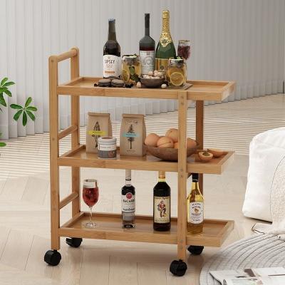 China Coffee Table, Corner Rolling Trolley Cart for Living Room, Restaurant, 3 Layer Storage Rack Shelf for sale