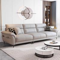 China Small Apartment Living Room Nordic Light Luxury Fabric Sofa with Wooden Legs Straight Row 3/4-Seat Couch for sale