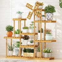 China BAMBOO Decorative Flower Pots Stand 5-Layer Wood Display Rack for Green Plants Organizer Shelves Indoor and Outdoor for sale
