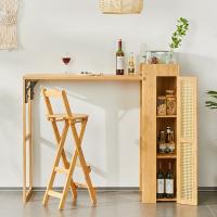 China Folded Yes Leg Table and Chair Integrated Bamboo Folding Balcony Bar Counter for Small Dining in Living Room Partition for sale