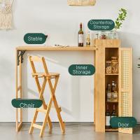 China Folded Yes Leg Table and Chair Integrated Bamboo Folding Balcony Bar Counter for Small Dining in Living Room Partition for sale