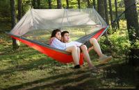 China Fabric Mail Packing Y Two Persons Portable Camping Hammock with Mosquito Net Outdoor Folding Hanging Bed Chairs for Hiking for sale