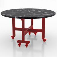 China DINING TABLE Modern Wooden Round Party Large Living Room Kitchen Furniture Moving Platform with Wheel Drop Leaf Style for sale