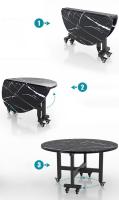 China Modern Design Style Dining Table Luxury Nordic Round Drop Leaf Party Platform with Wheels for sale