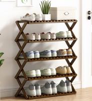 China Bamboo Foldable Shoe Rack Free-standing Storage Shelf for Hallway Entryway Bedroom Mail Packing Y Bamboo Narrow Organizer for sale