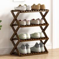 China Bamboo Foldable Shoe Rack Free-standing Storage Shelf for Hallway Entryway Bedroom Mail Packing Y Bamboo Narrow Organizer for sale