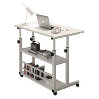 China Student Study Height Adjustable Computer Desk Top Wood Modern Cheap Mobile Wheels Laptop Stand Work Station DNZ-16 for sale