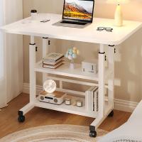 China Wooden Modern Mobile Wheels Laptop Stand Work Station DNZ-16 Height Adjustable Computer Desk Top for sale