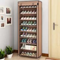 China Large Capacity Foldable Plastic Shoe Rack Simply-Assembled Simple Fabric with Zip Non-Woven Porte Chaussures for Shoe Storage for sale
