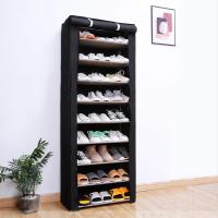 China Large Capacity Foldable Plastic Shoe Rack Simply-Assembled Simple Fabric with Zip Non-Woven Porte Chaussures for Shoe Storage for sale