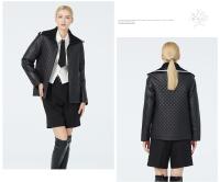 China Black Waterproof Short Coat with Knitted Collar - 5 Size Options from S/42 to 2XL/50 with 98-114cm Bust Width for sale