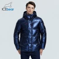 China Icebear Bio Down Coat Men's Heavy Jacket with Stand Collar Hood Polyester Lining 68-71cm Sleeve for sale