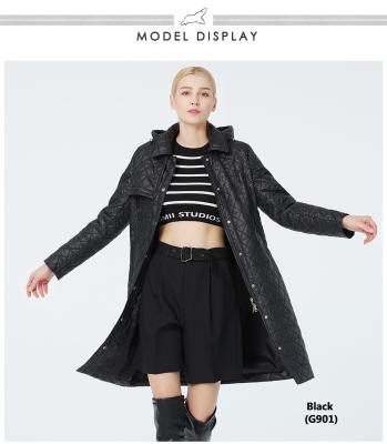 China ICEBERA GWC3651I Black Waist Length Coat with Hook Belt - 98-106cm Center Back Length, 39-43cm Shoulder Width for sale