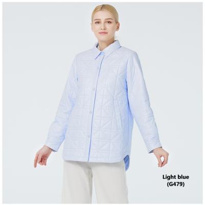 China Light Blue Women's Windbreaker Coat 78-84cm Length with Snap Button Cuffs for Spring Autumn Wear for sale
