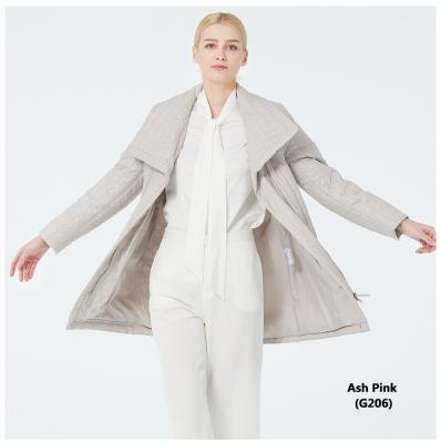China Women's Loose Design Large Lapel Demiseason Coat - Petite Sizes 42-50, Machine Washable Jacket with 82-88cm Length for sale