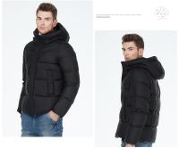 China Men's Down Parka Short Padded Jacket Hit Color Contrast Hood Size 48-56 for sale