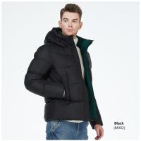 China Men's Down Parka Short Padded Jacket Hit Color Contrast Hood Size 48-56 for sale
