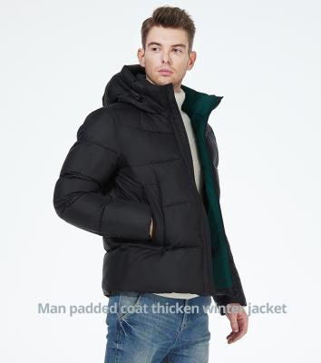 China Men's Down Parka Short Padded Jacket Hit Color Contrast Hood Size 48-56 for sale