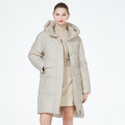 China Women's Winter Down Jacket with Furry Pockets - Sizes 42-50, 88-94cm Length, Windproof Hood for sale