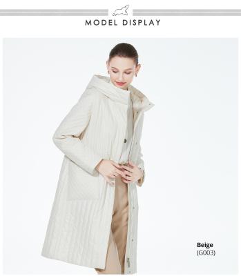 China Icebear 3671 Women's Grey Green Waist Coat - Knee-Length 102cm Bust Quilted Jacket for Spring & Autumn for sale