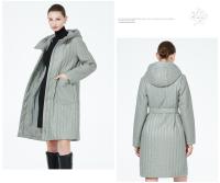 China Women's Long Padded Coat Below Knee Length 98-104cm Spring Autumn Jacket with Belt Size 44-52 for sale