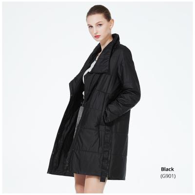 China Icebear 3671 Women's Demiseason Coat 87-93cm Length with Zipper & Belt Closure in Black, Green, Beige for sale