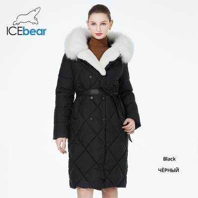 China Luxurious Down Ladies Cotton Jacket with Detachable Fur Collar - Sizes 42-50, 103-109cm Length for sale