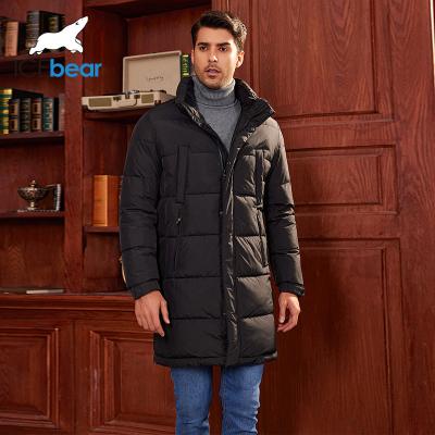China Business Long Hooded Down Jacket 100cm Length Winter Thickened Coat Men Sizes 46-56 for sale