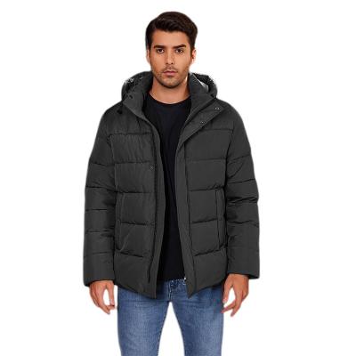 China Mid Short Length Hooded Men's Jacket Autumn Winter Size 46-56 Double Pockets Color Clash for sale
