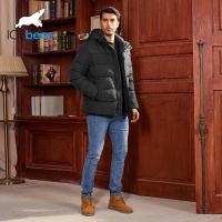 China Mid Short Length Hooded Men's Jacket Autumn Winter Size 46-56 Double Pockets Color Clash for sale