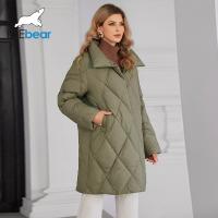 China Thickened Mid Length Down Cotton Jacket with Detachable Mink Fur Hat - Sizes 42-50 in 4 Colors for sale