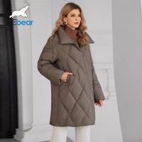 China Thickened Mid Length Down Cotton Jacket with Detachable Mink Fur Hat - Sizes 42-50 in 4 Colors for sale