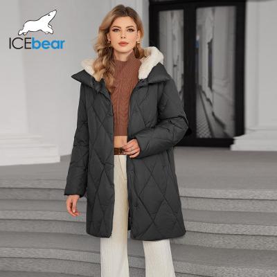 China Thickened Mid Length Down Cotton Jacket with Detachable Mink Fur Hat - Sizes 42-50 in 4 Colors for sale