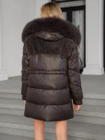 China Bio Fluff Women's Winter Coat with Real Fox Fur Collar - Mid-Length Waterproof Jacket in 4 Colors for sale