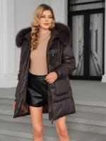 China Bio Fluff Women's Winter Coat with Real Fox Fur Collar - Mid-Length Waterproof Jacket in 4 Colors for sale