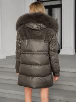 China Bio Fluff Women's Winter Coat with Real Fox Fur Collar - Machine Washable Mid-Length Jacket in 4 Colors for sale