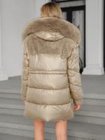 China ICEBERA Bio Fluff Women's Winter Coat with Fox Fur Collar - Mid-Length Waterproof Parka, Machine Washable for sale