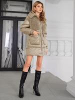 China ICEBERA Bio Fluff Women's Winter Coat with Fox Fur Collar - Mid-Length Waterproof Parka, Machine Washable for sale